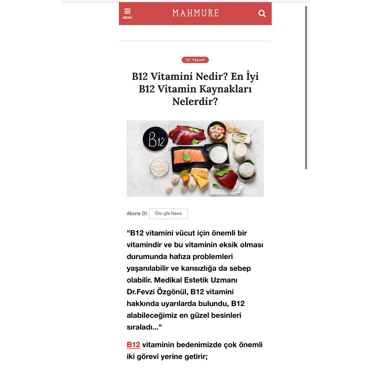 B12 vitamini nedir En iyi B12 vitamin kaynakları nelerdir